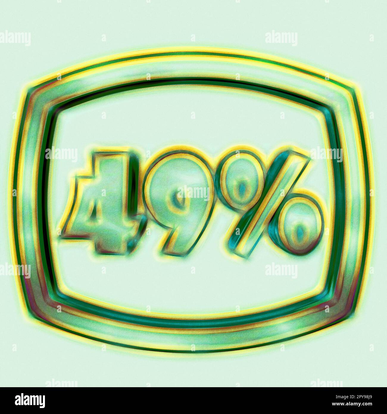49%, 49 percent as a 3D illustration, 3D rendering Stock Photo - Alamy