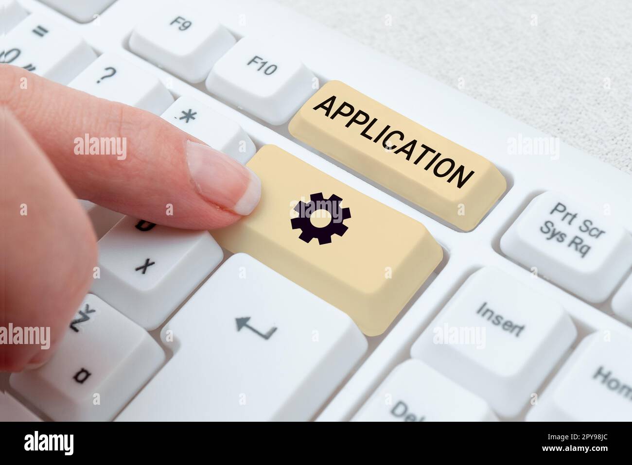 Hand writing sign Application. Business overview an order for something formal and usually ...