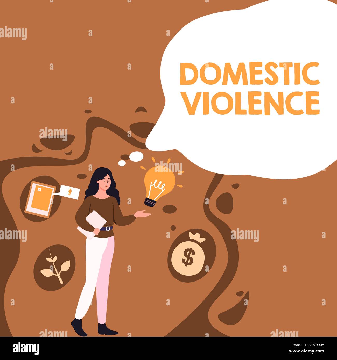 Text caption presenting Domestic Violence. Concept meaning violent or ...