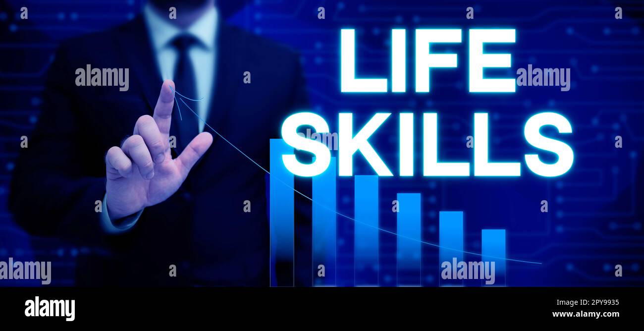 Hand writing sign Life Skills. Business showcase that is necessary or ...