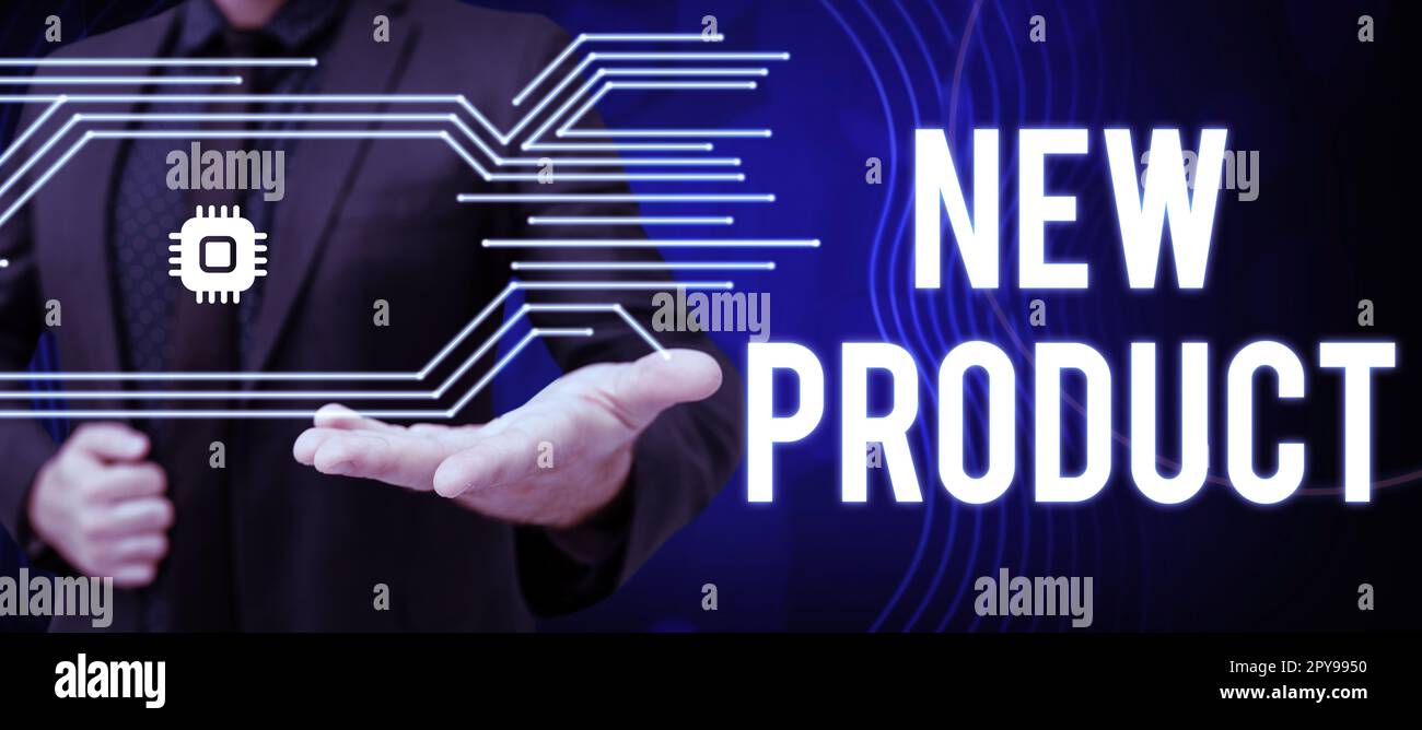 Text caption presenting New Product. Word Written on goods and services ...