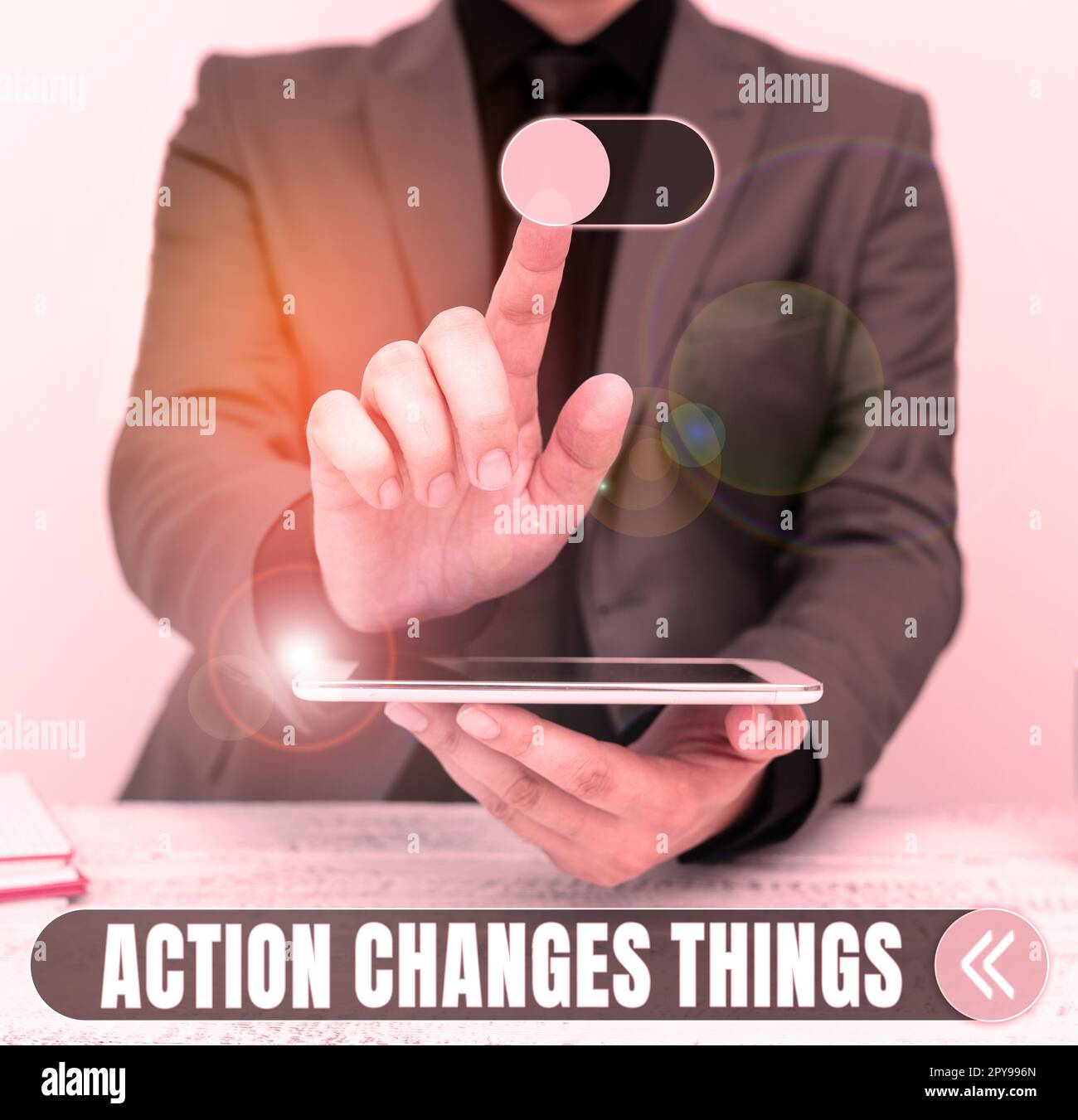 Text showing inspiration Action Changes Things. Internet Concept doing ...