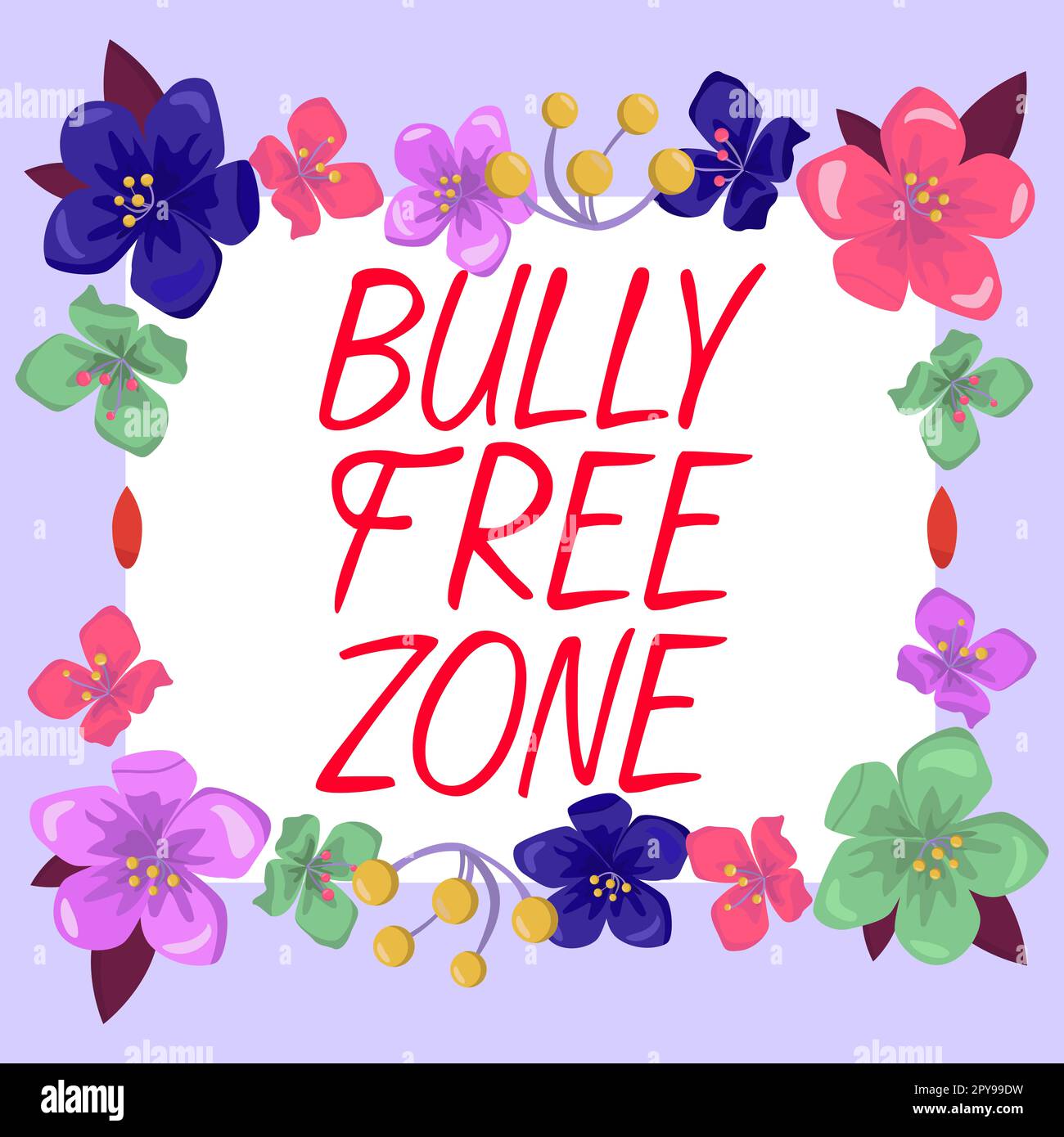 Text sign showing Bully Free Zone. Word for Be respectful to other ...