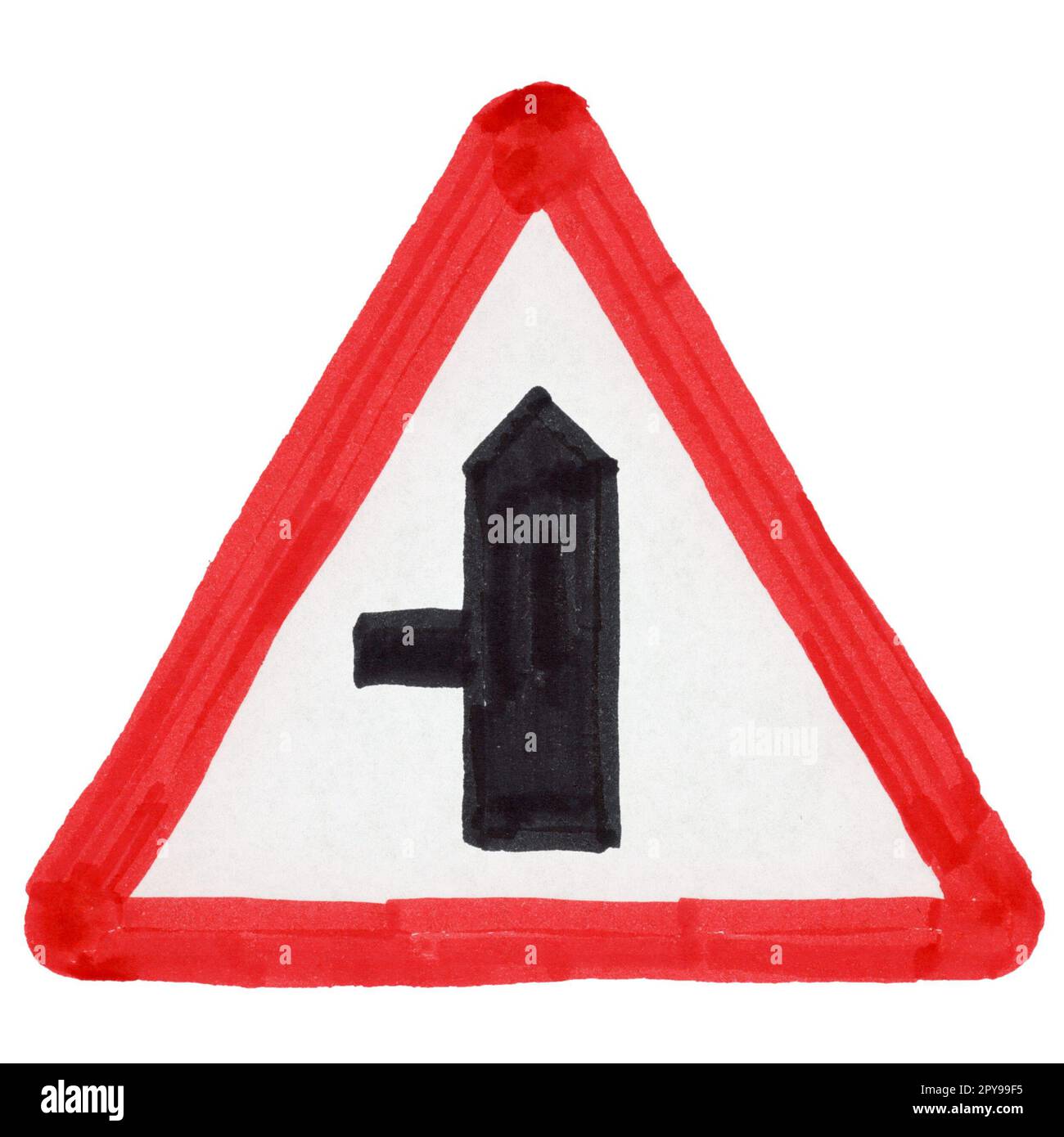 side road left sign illustration isolated over white Stock Photo - Alamy