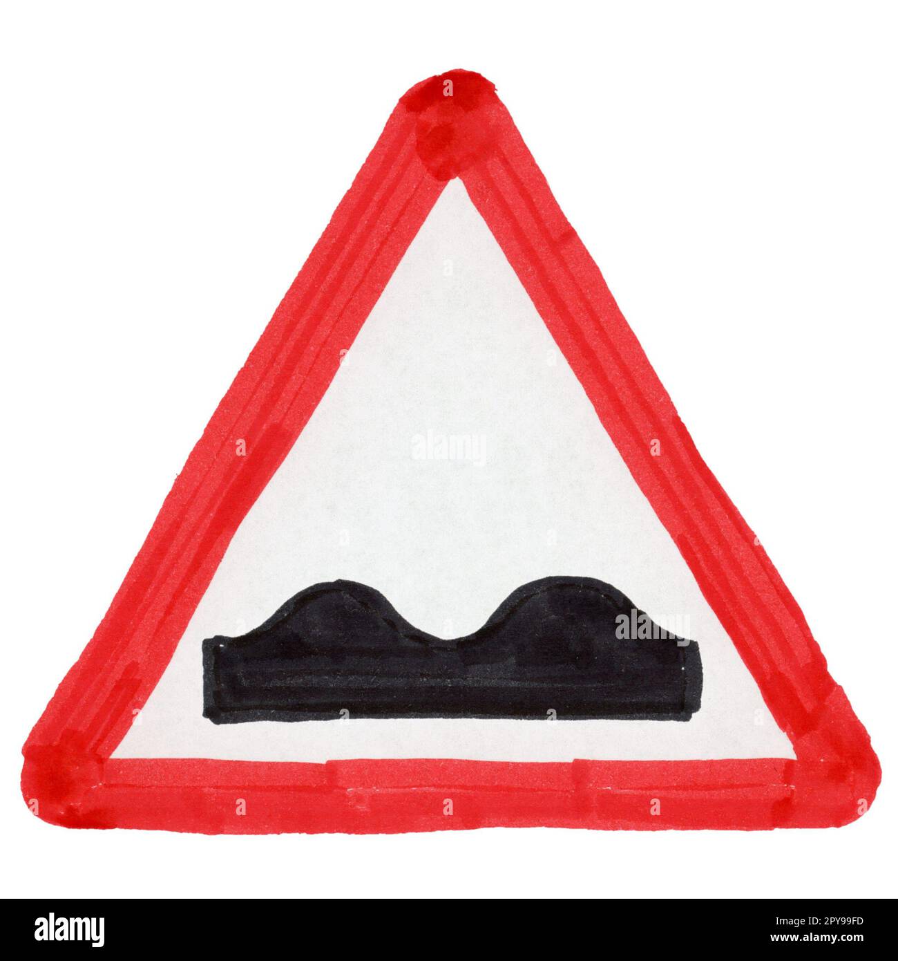 uneven road sign illustration isolated over white Stock Photo - Alamy