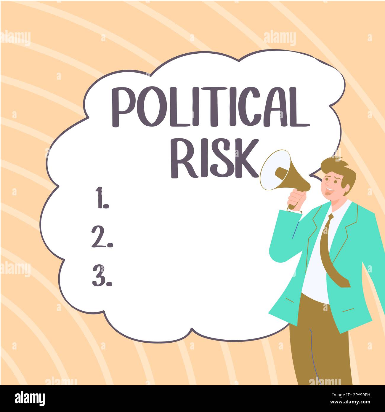 Text caption presenting Political Risk. Word for communications person ...