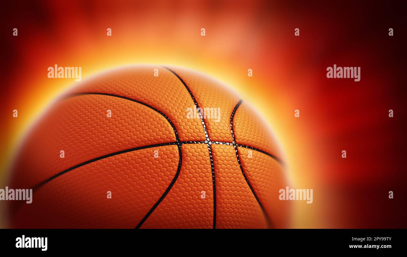 Glowing basketball on red background. 3D illustration Stock Photo - Alamy