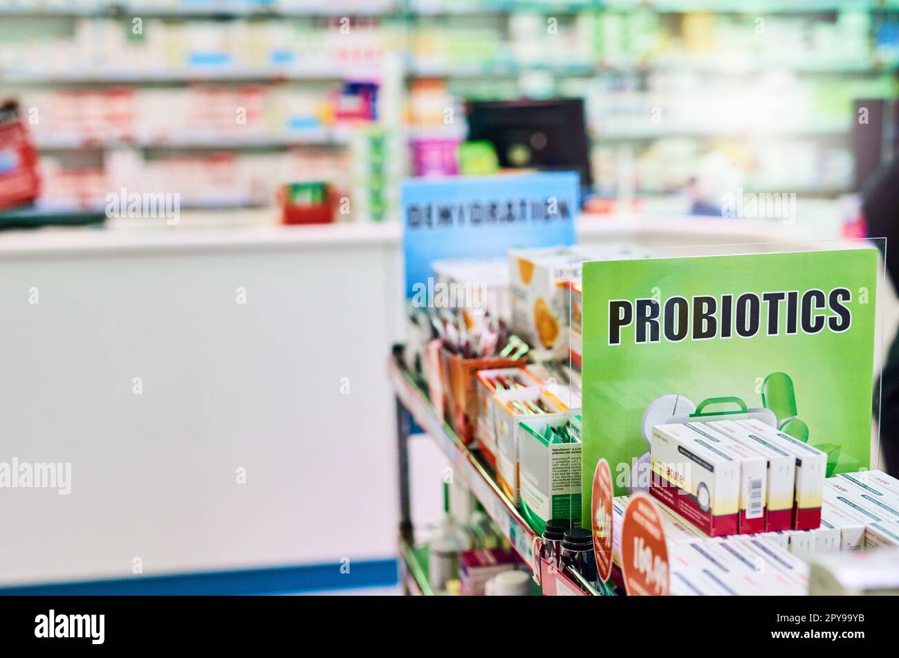 Let us help you improve digestion. a pharmacy with no people Stock ...