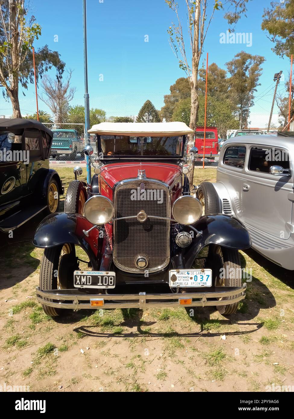 Old red 1931 Chevrolet Chevy Phaeton four door by General Motors in a ...