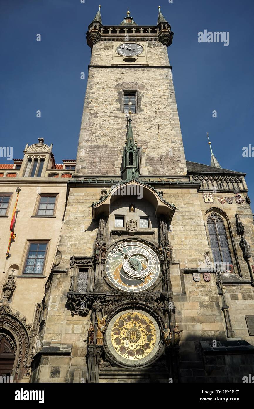 Astronomical clock at the Old Town City Hall in Prague Stock Photo - Alamy