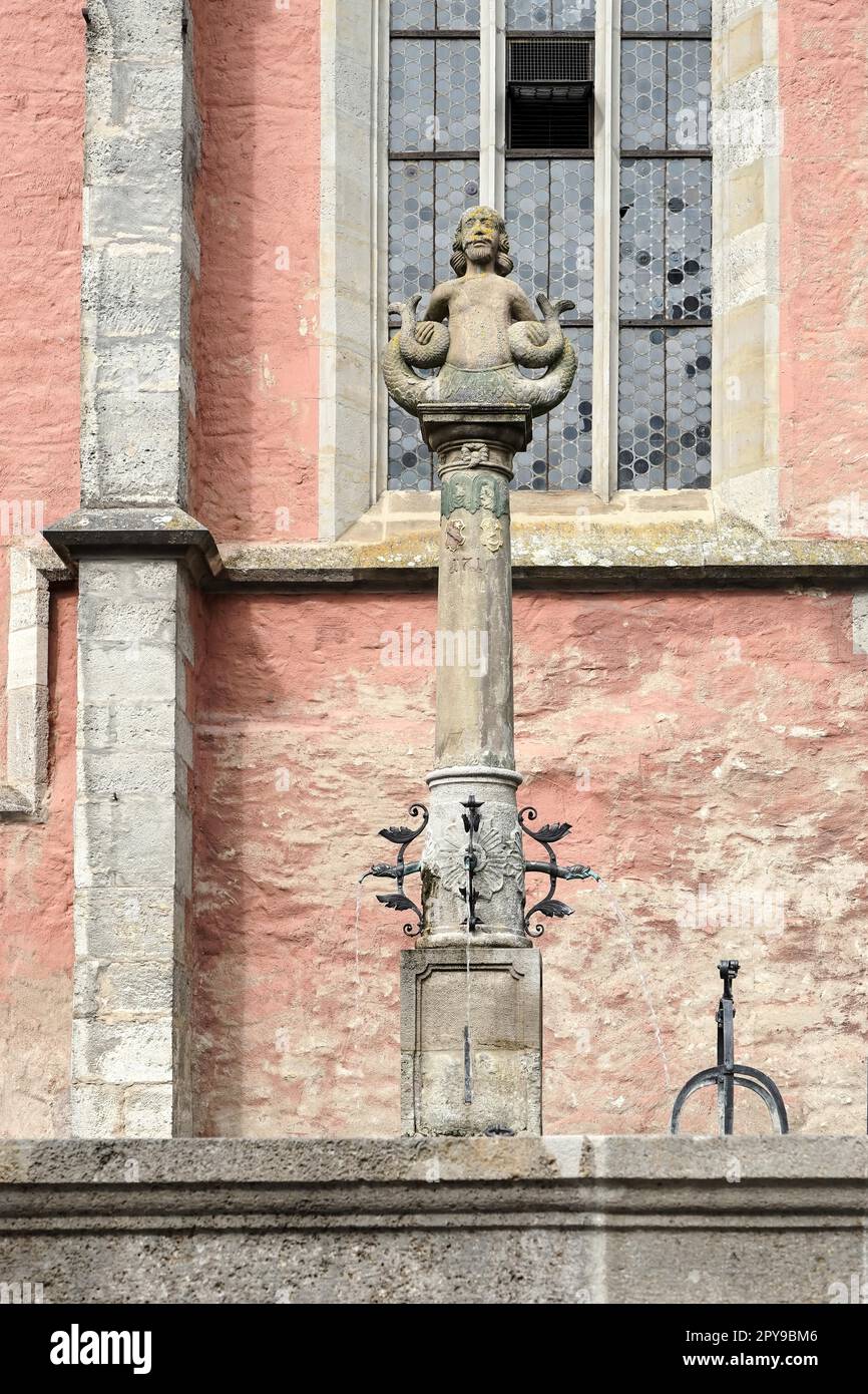 Merman statue in Rothenburg Stock Photo - Alamy