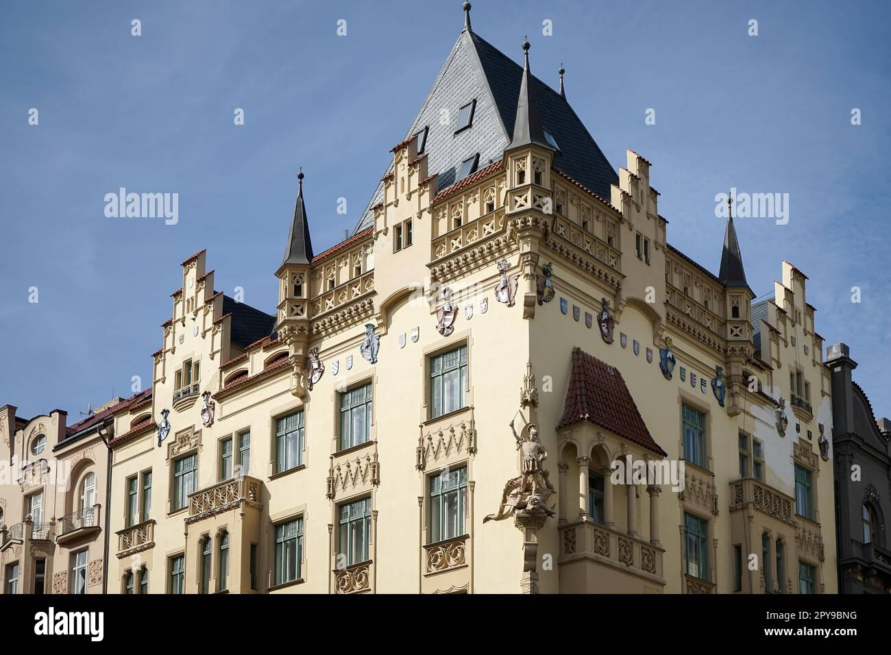 Magnificent artment block in Siroka Street in Prague Stock Photo - Alamy