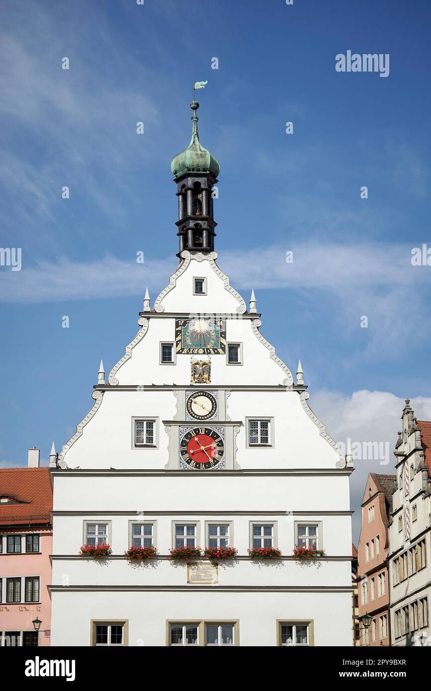 Old clock tower in Rothenburg Stock Photo - Alamy