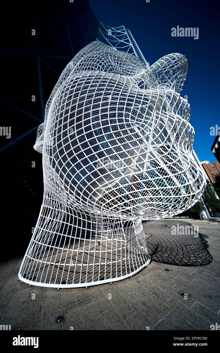 The 'Wonderland' sculpture in front of the Bow Tower, in downtown ...