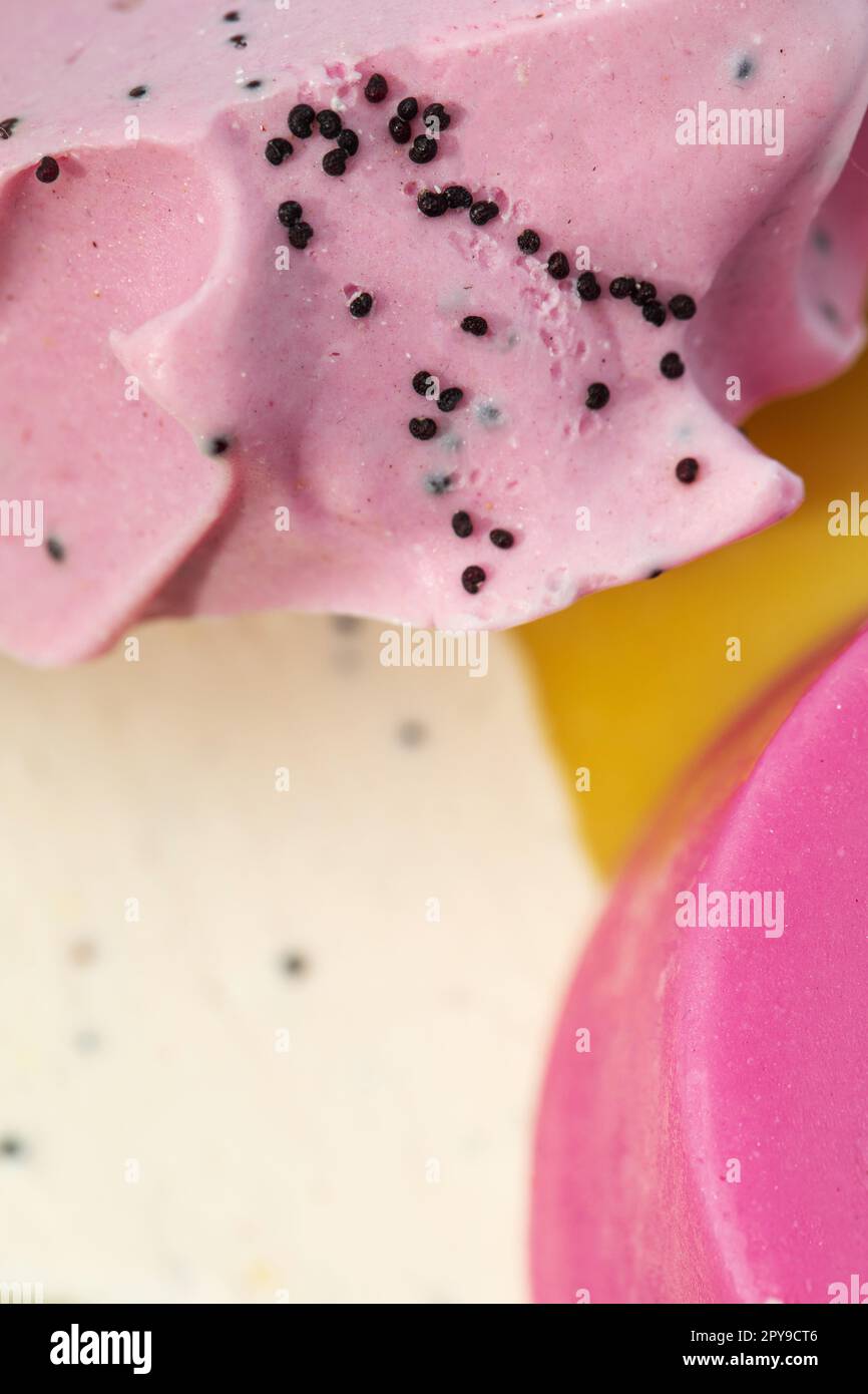 Bright handmade soap pieces in close-up. The texture of various natural ...