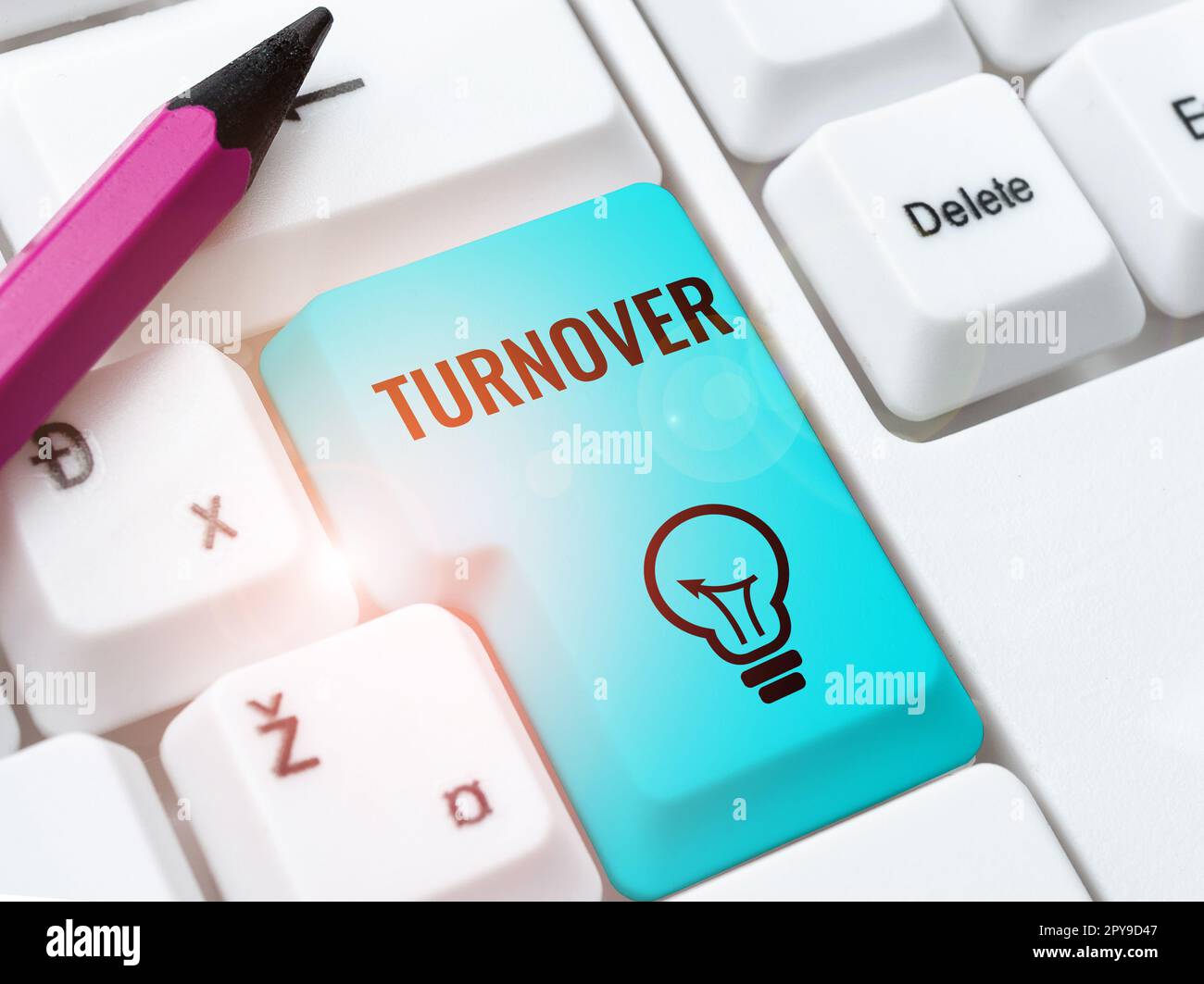 Text caption presenting Turnover. Business showcase the percentage of ...