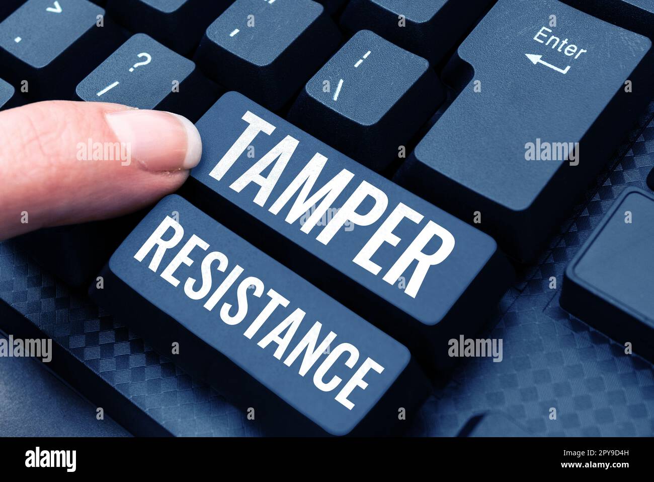 Hand writing sign Tamper Resistance. Business overview resilent to ...