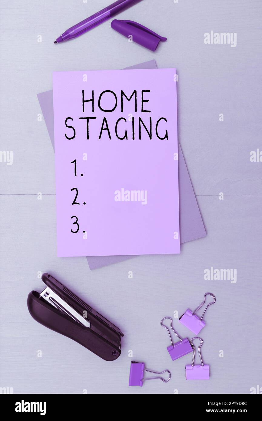 Writing displaying text Home Staging. Internet Concept preparation of a ...
