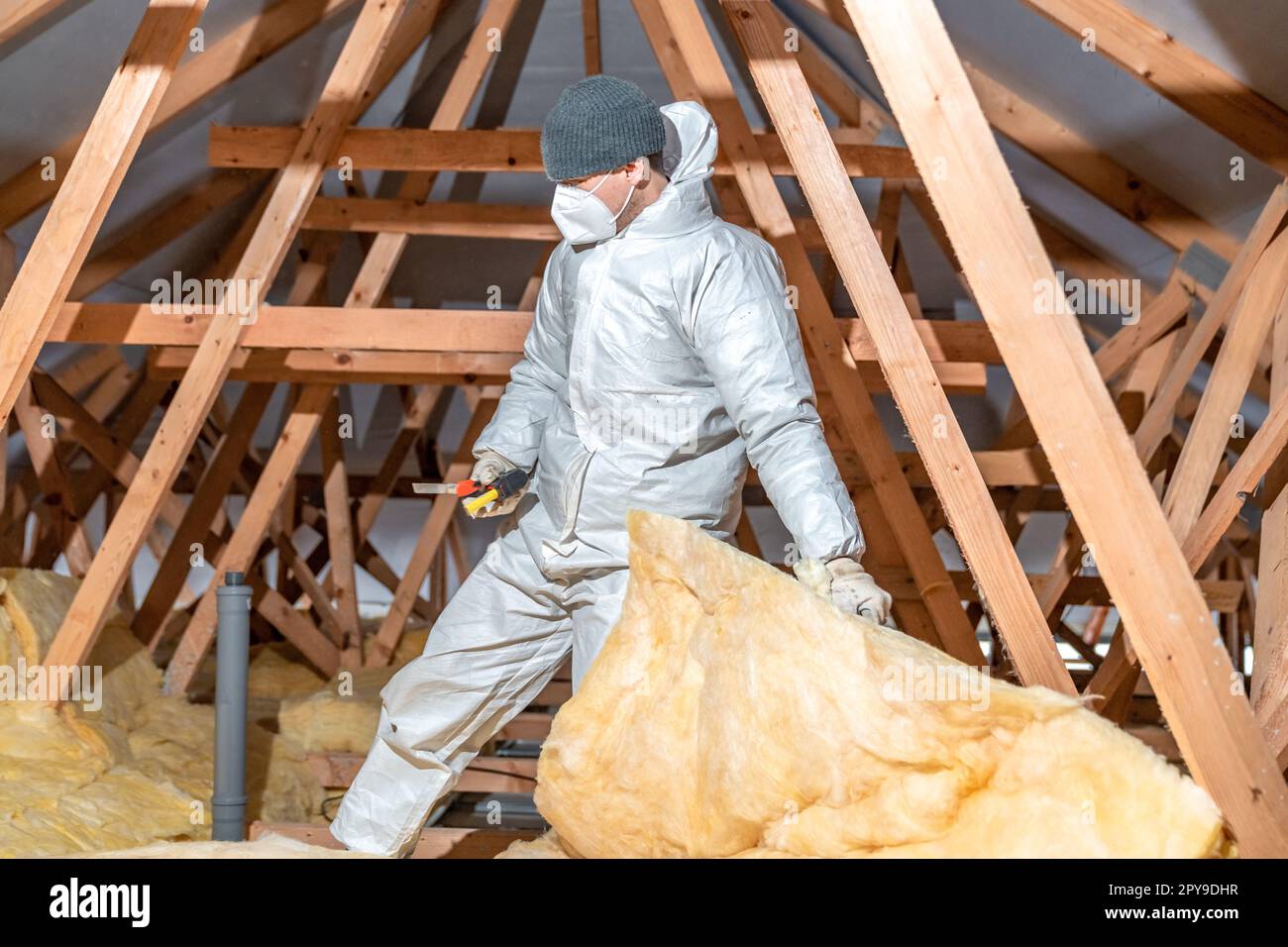 thermal insulation with glass wool Stock Photo - Alamy