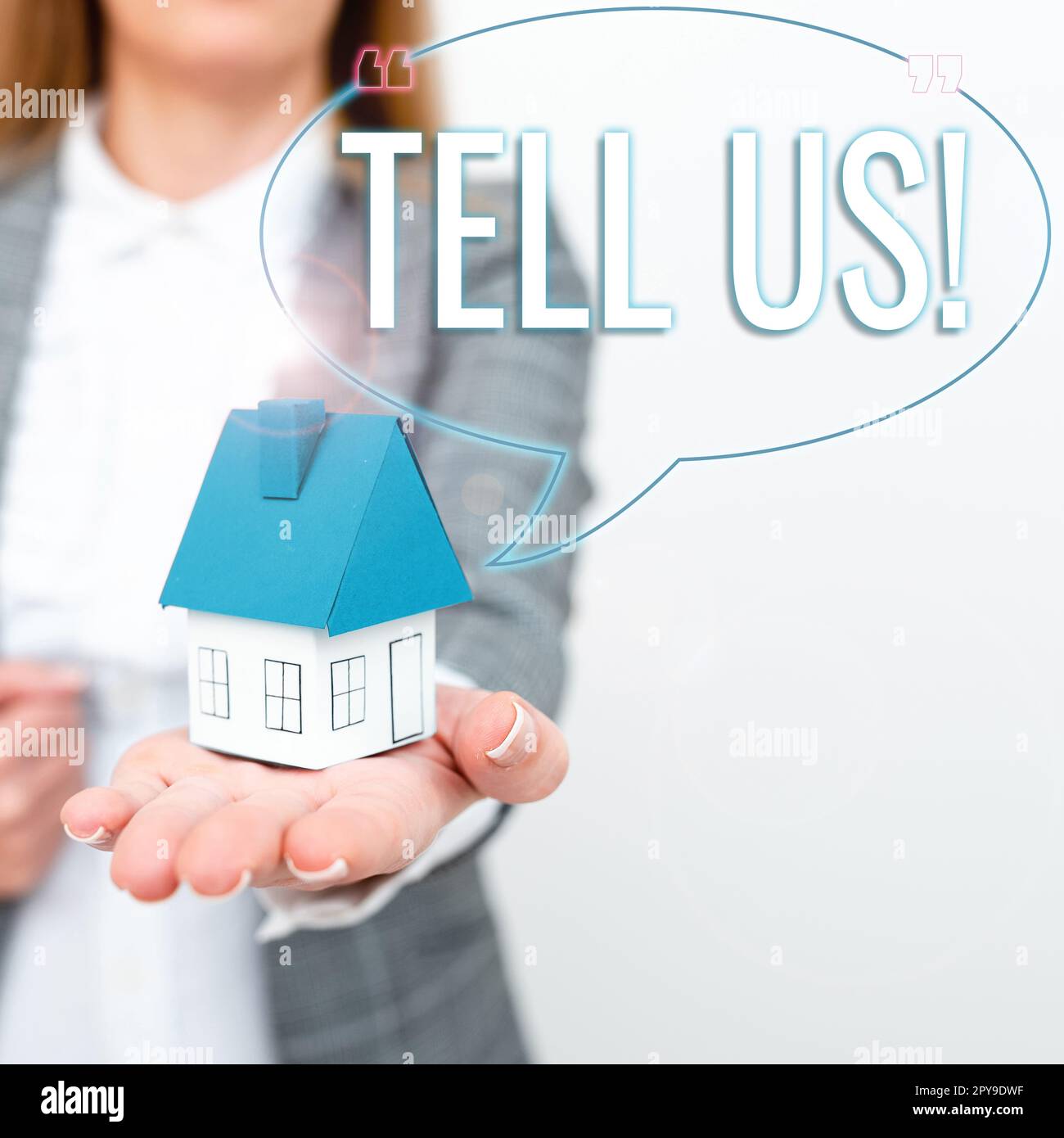 Text caption presenting Tell Us. Business approach communicate ...