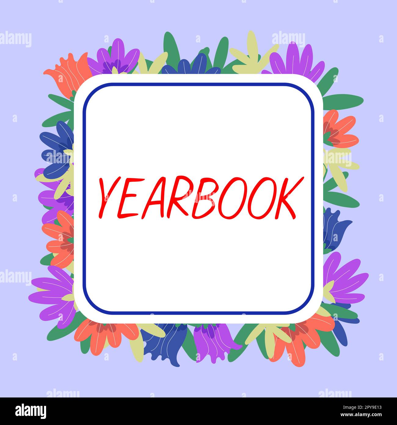 Sign displaying Yearbook, Business idea publication compiled by ...