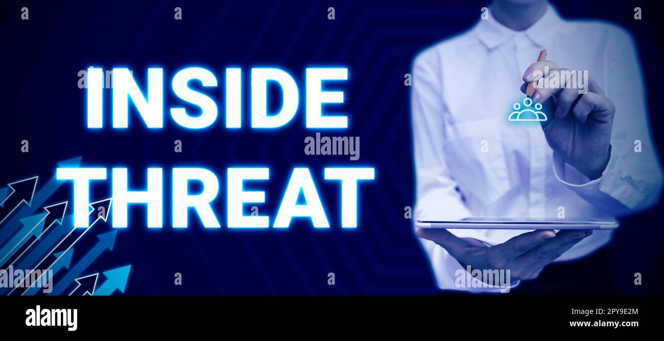 Sign displaying Inside Threat. Word for Information that only an ...