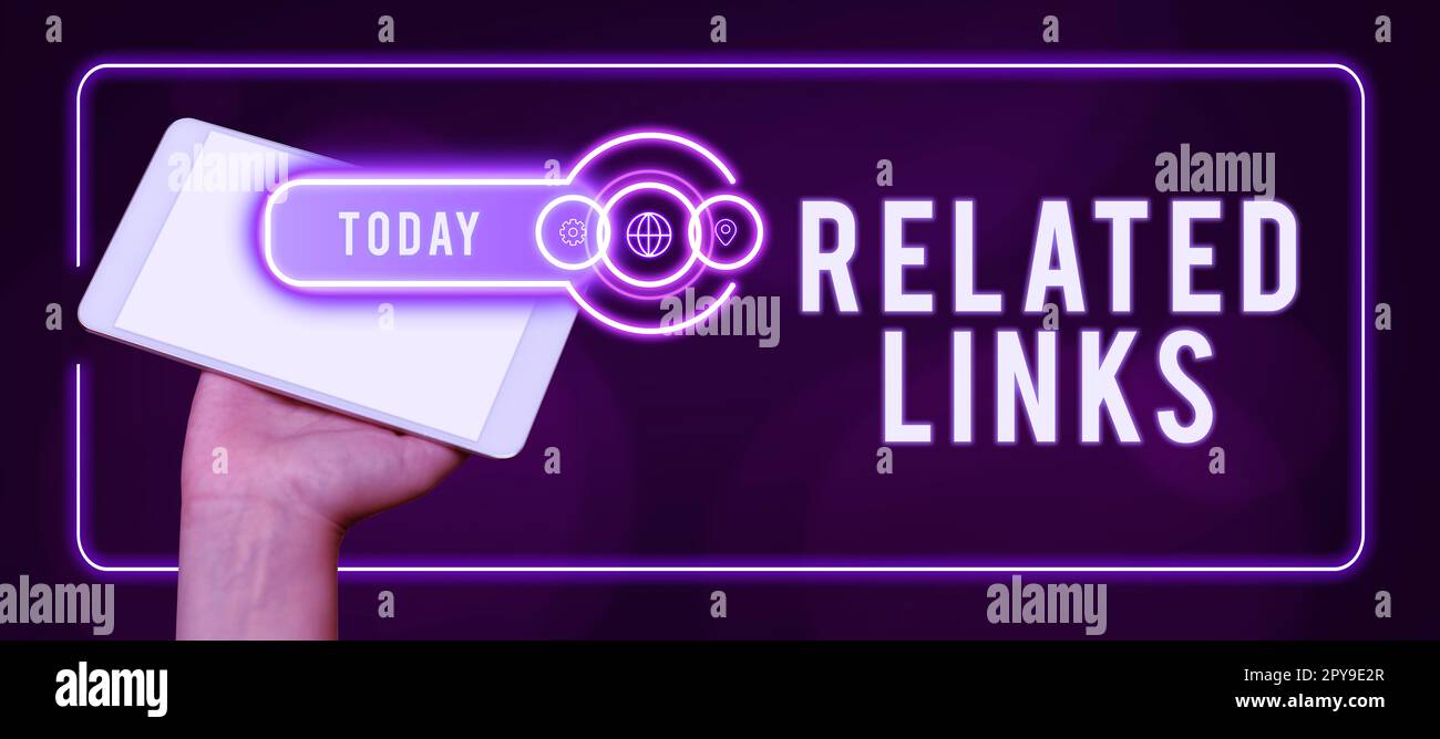 Hand writing sign Related Links. Concept meaning Website inside a ...