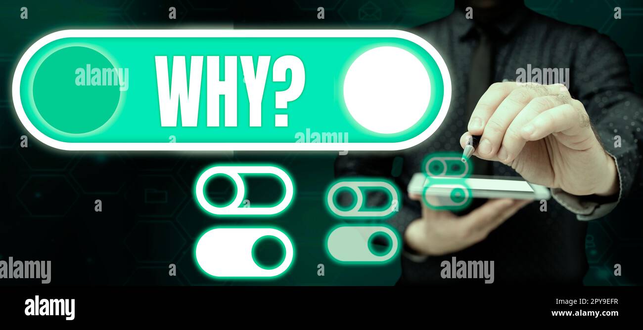 Text sign showing Why. Business idea Asking for what reason and purpose ...