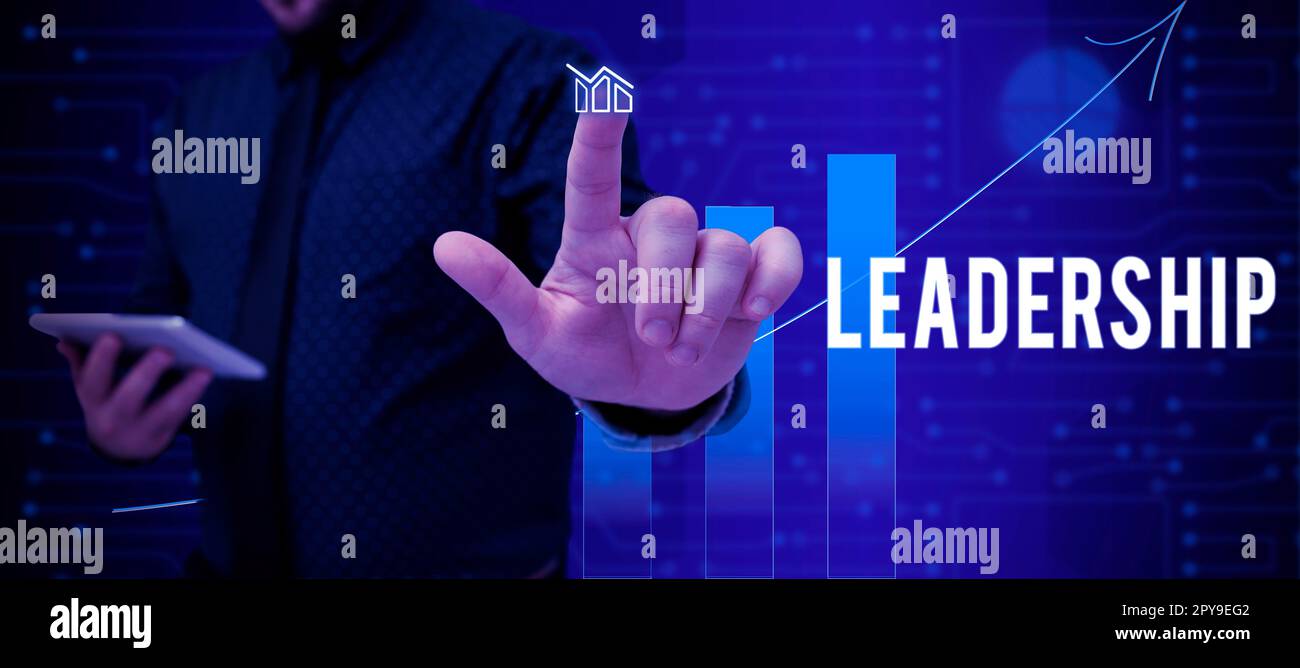 Sign displaying Leadership. Concept meaning Ability Activity involving ...