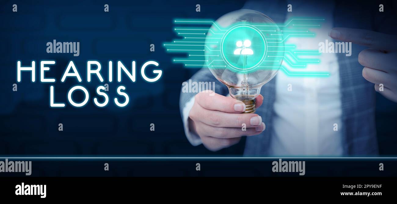 Sign displaying Hearing Loss. Business overview is partial or total ...