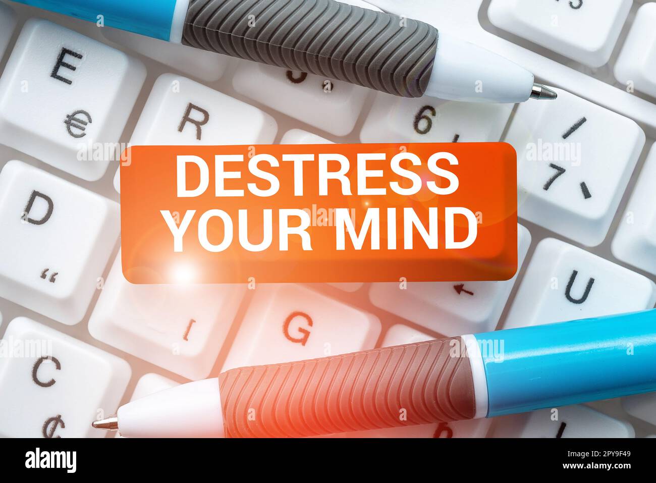 Conceptual caption Destress Your Mind. Word Written on to release ...