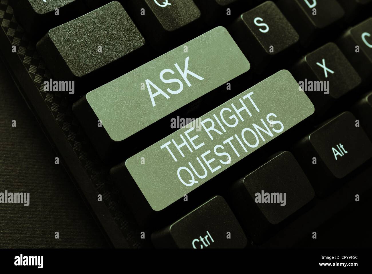 Hand writing sign Ask The Right Questions. Business showcase Look for a ...