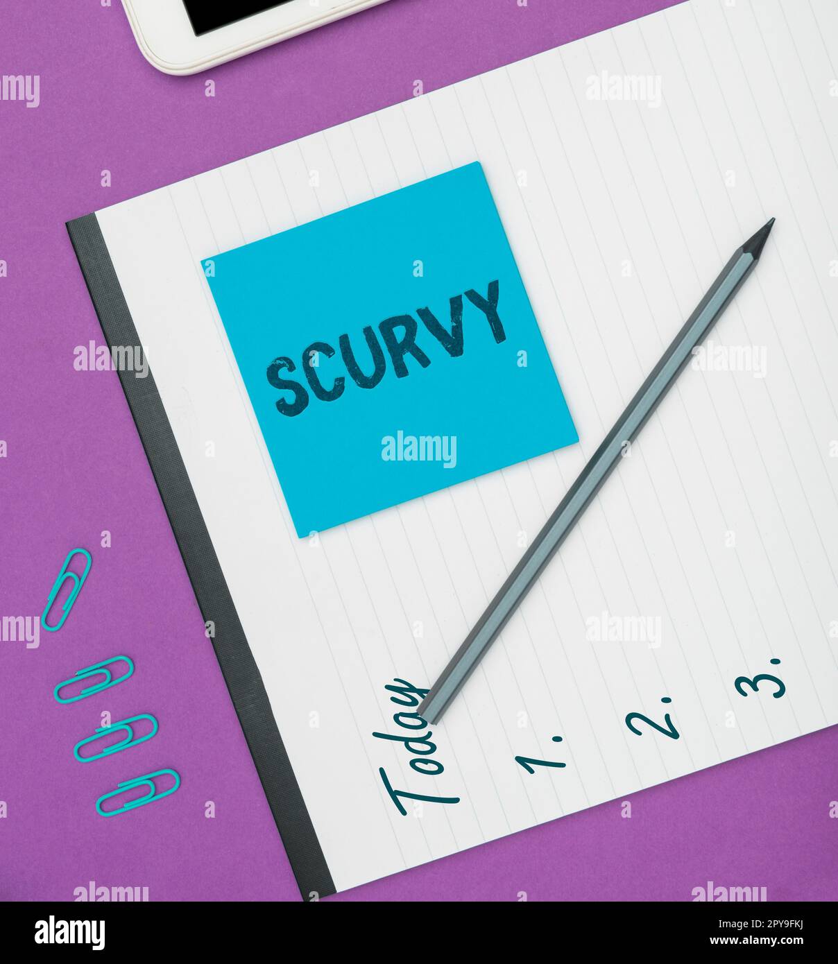 Hand writing sign Scurvy. Concept meaning disease caused by a lack of ...