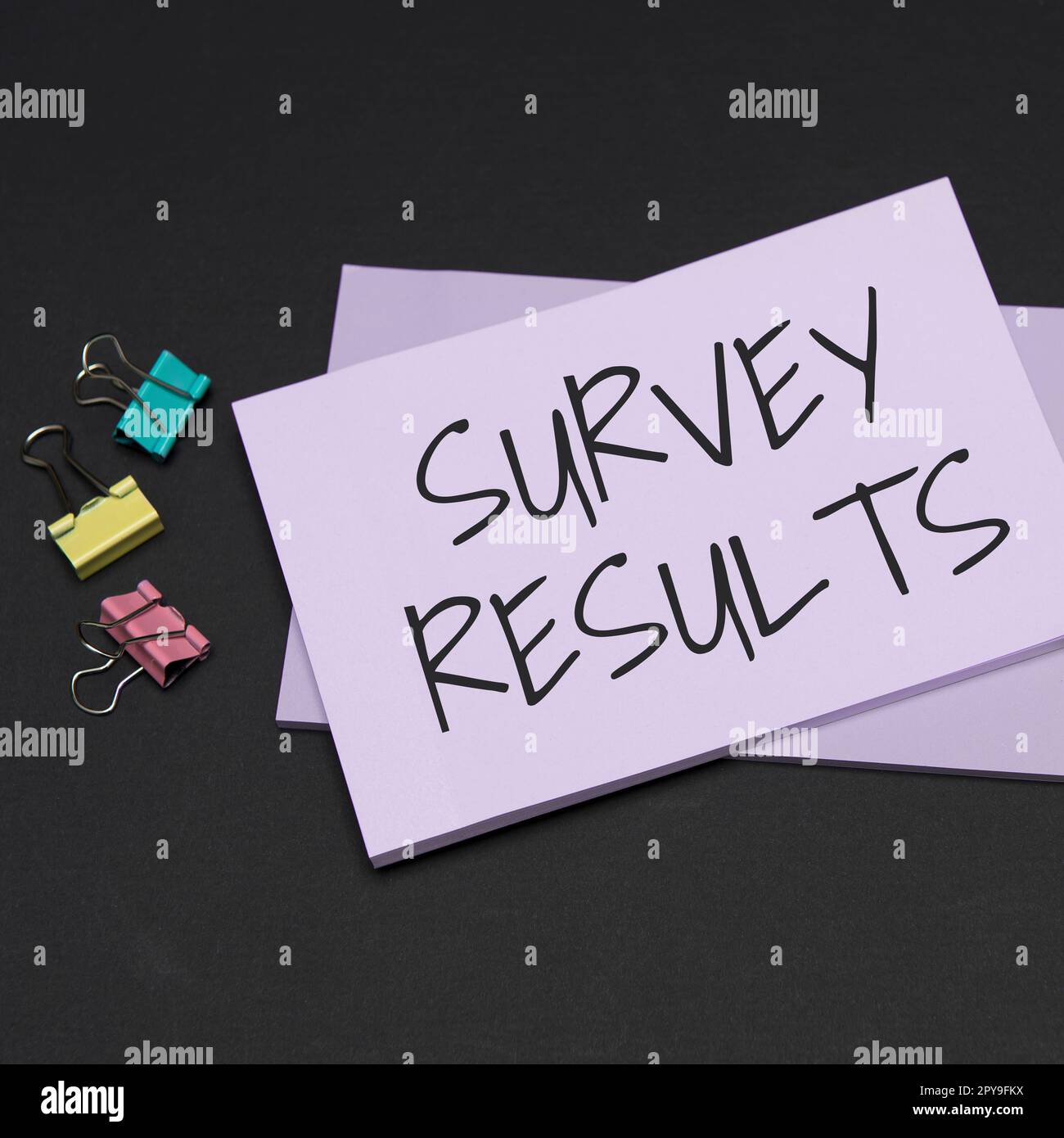 Text sign showing Survey Results. Word Written on result of activity ...