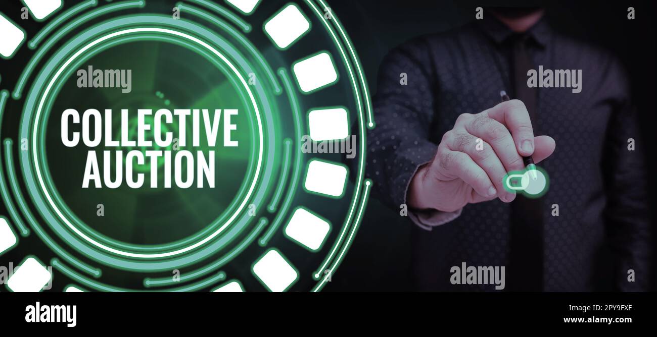 Handwriting text Collective Auction. Business idea Gathering and ...