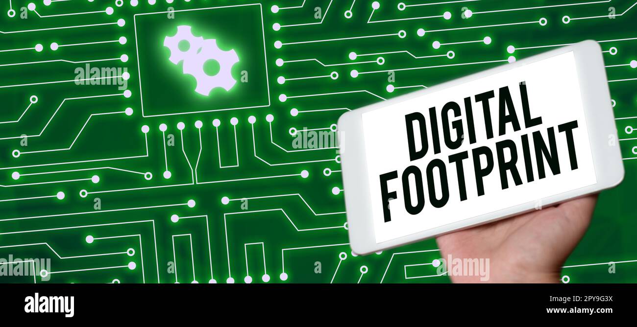 Text sign showing Digital Footprint. Business approach uses digital ...