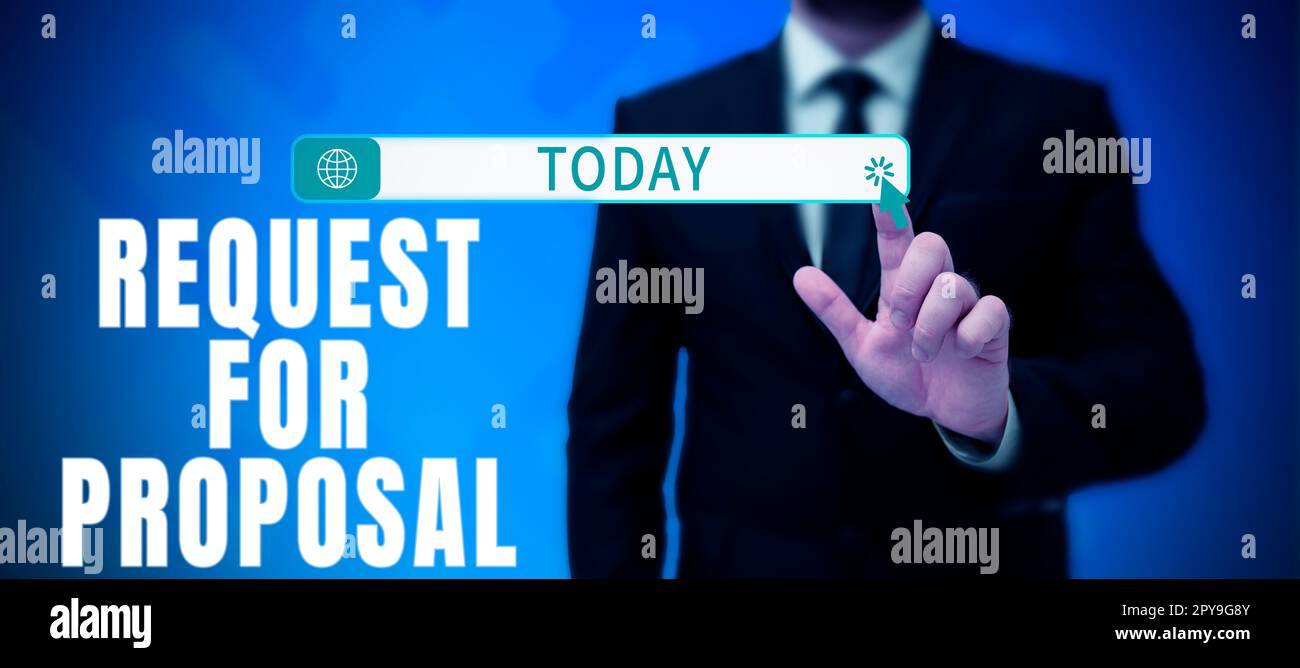 Hand writing sign Request For Proposal. Word Written on document ...