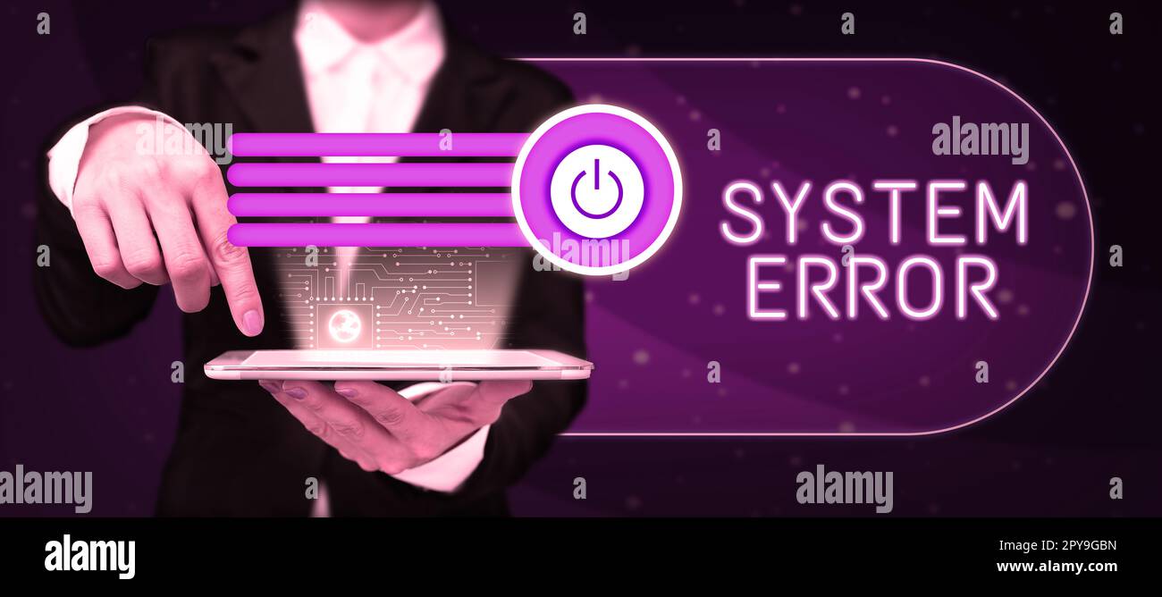 Writing displaying text System Error. Word for Technological failure Software collapse crash ...