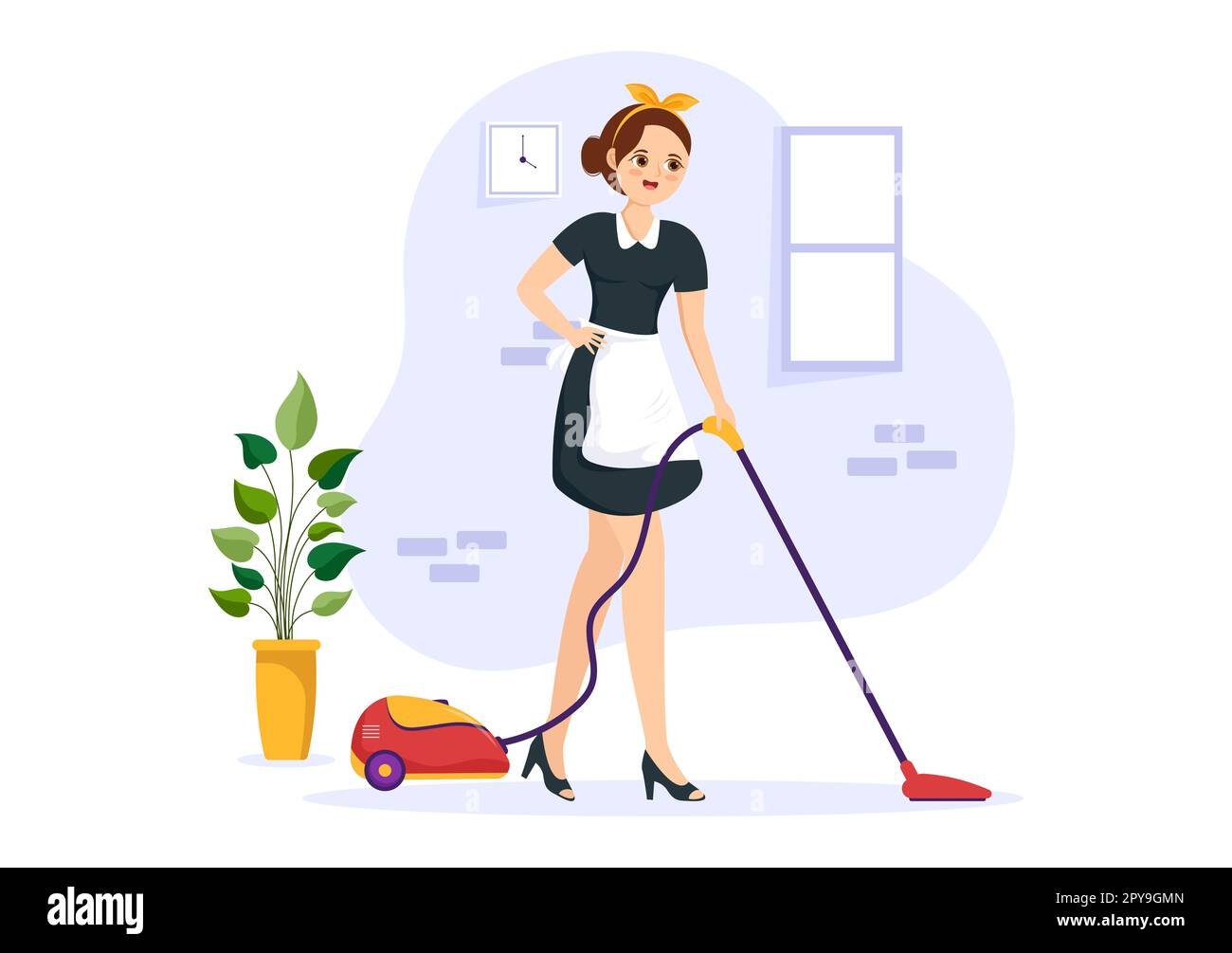 Professional Girl Maid Illustration of Cleaning Service Wearing her ...