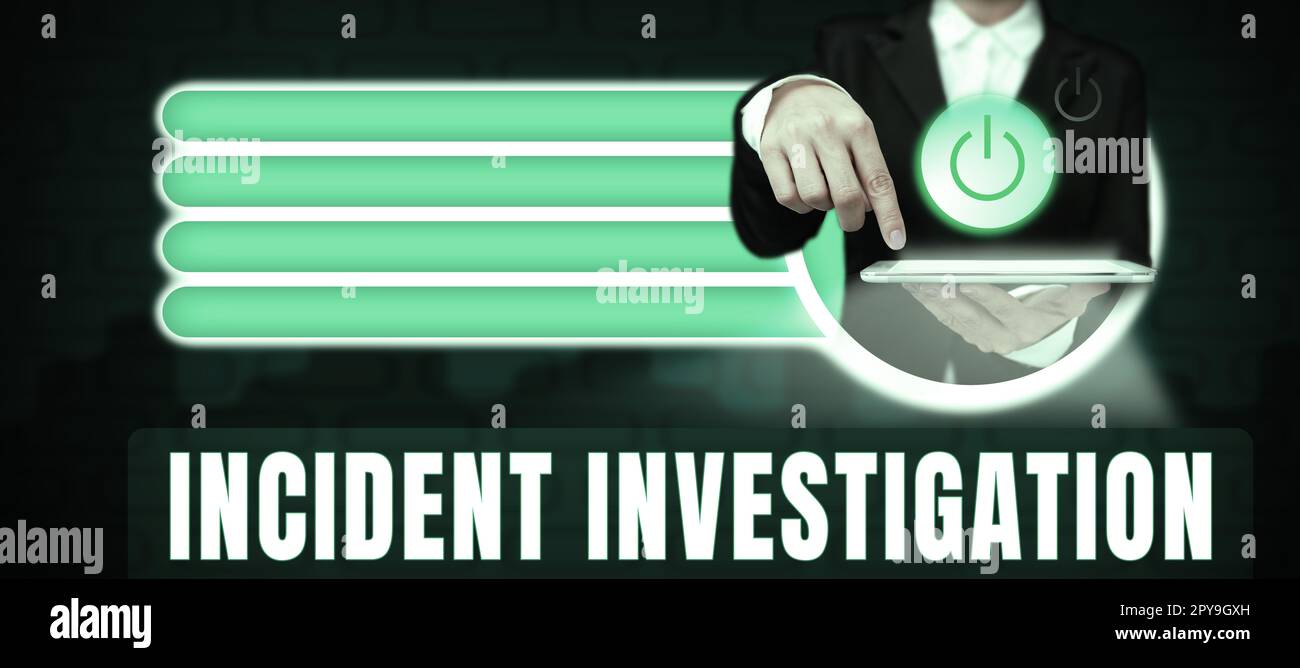 Hand writing sign Incident Investigation. Conceptual photo responsible ...