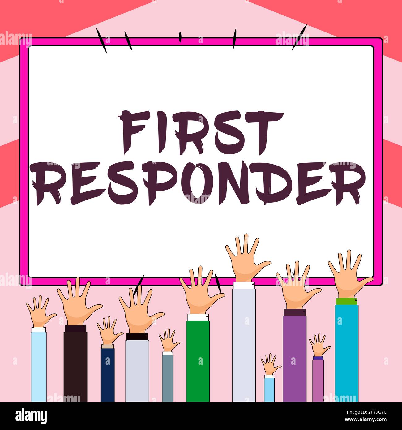 Text caption presenting First Responder. Business approach a person who ...