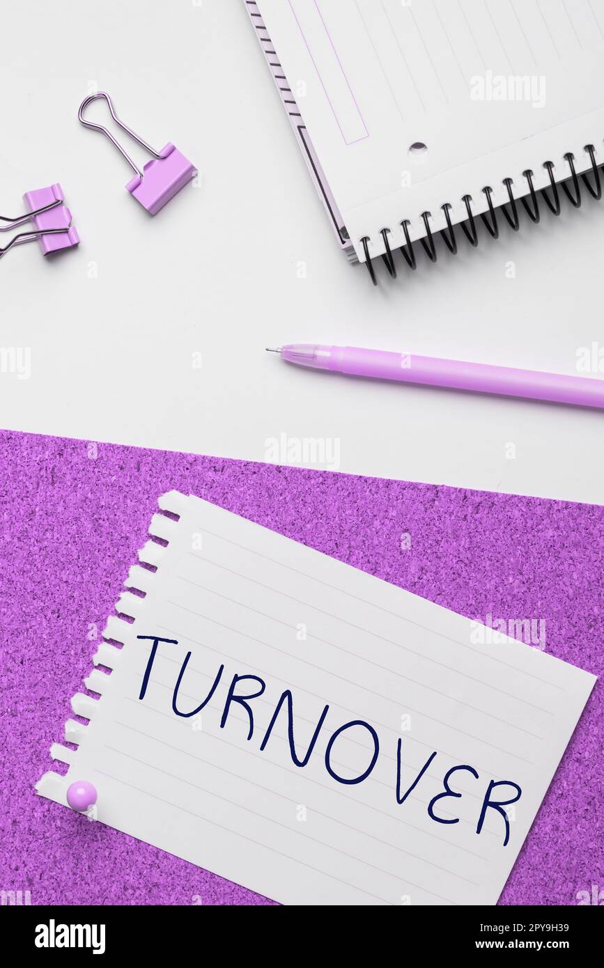 Text caption presenting Turnover. Business idea the percentage of ...
