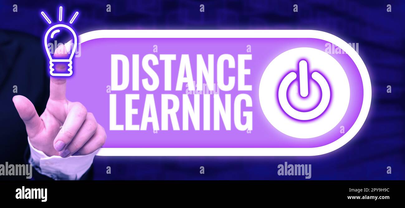 Text sign showing Distance Learning. Conceptual photo educational ...