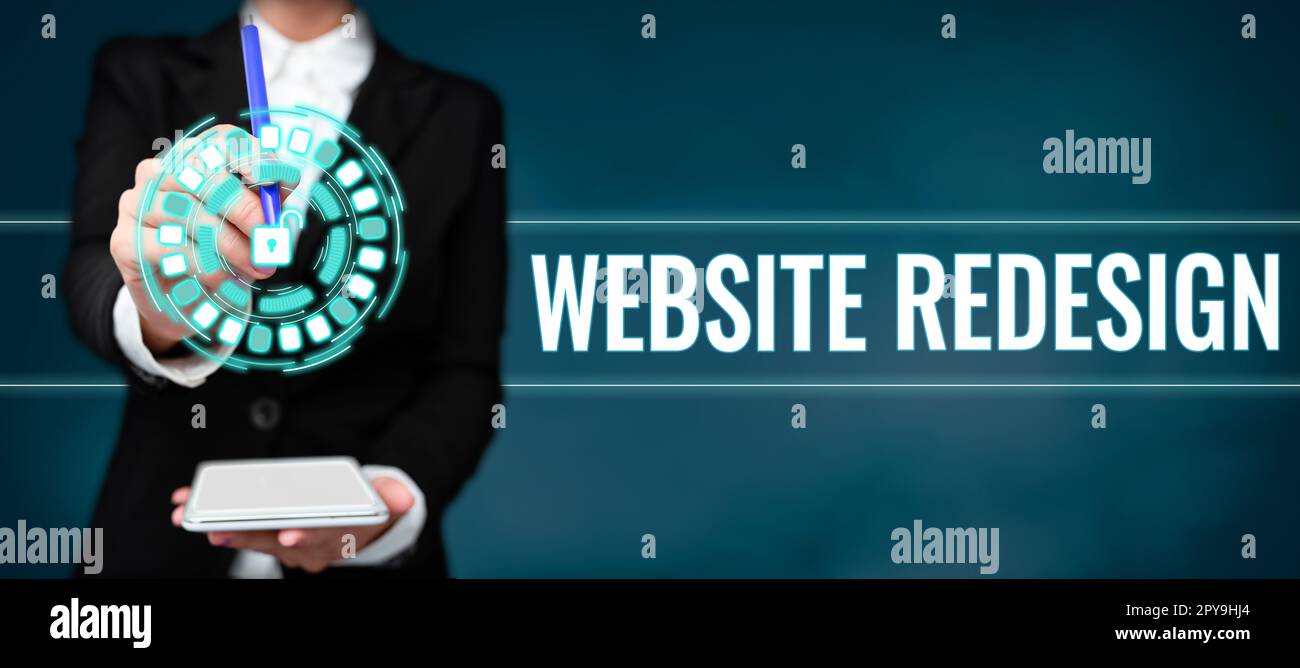 Conceptual caption Website Redesign. Business overview modernize improver or evamp your website ...