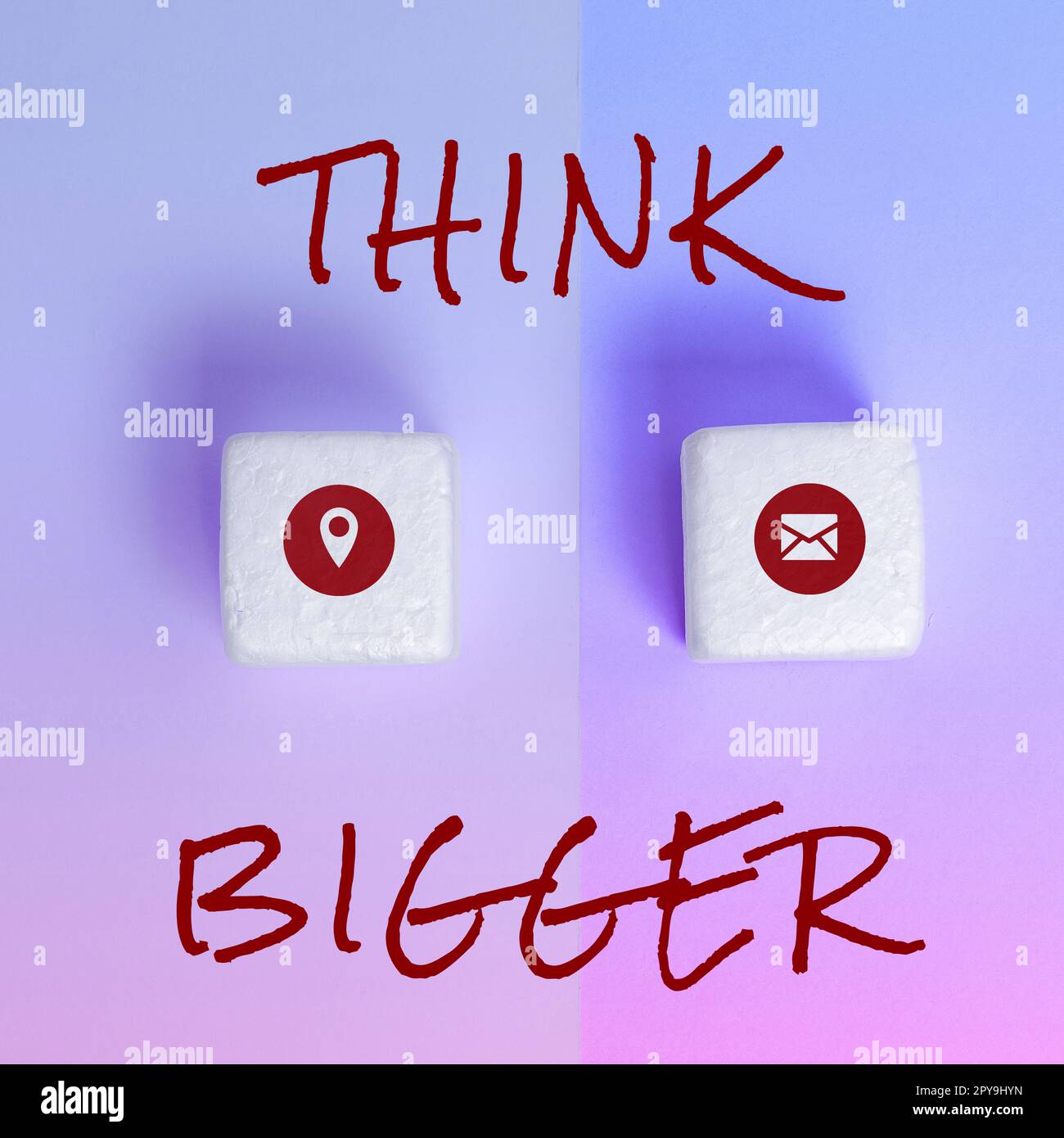 Writing displaying text Think Bigger. Concept meaning being able to ...