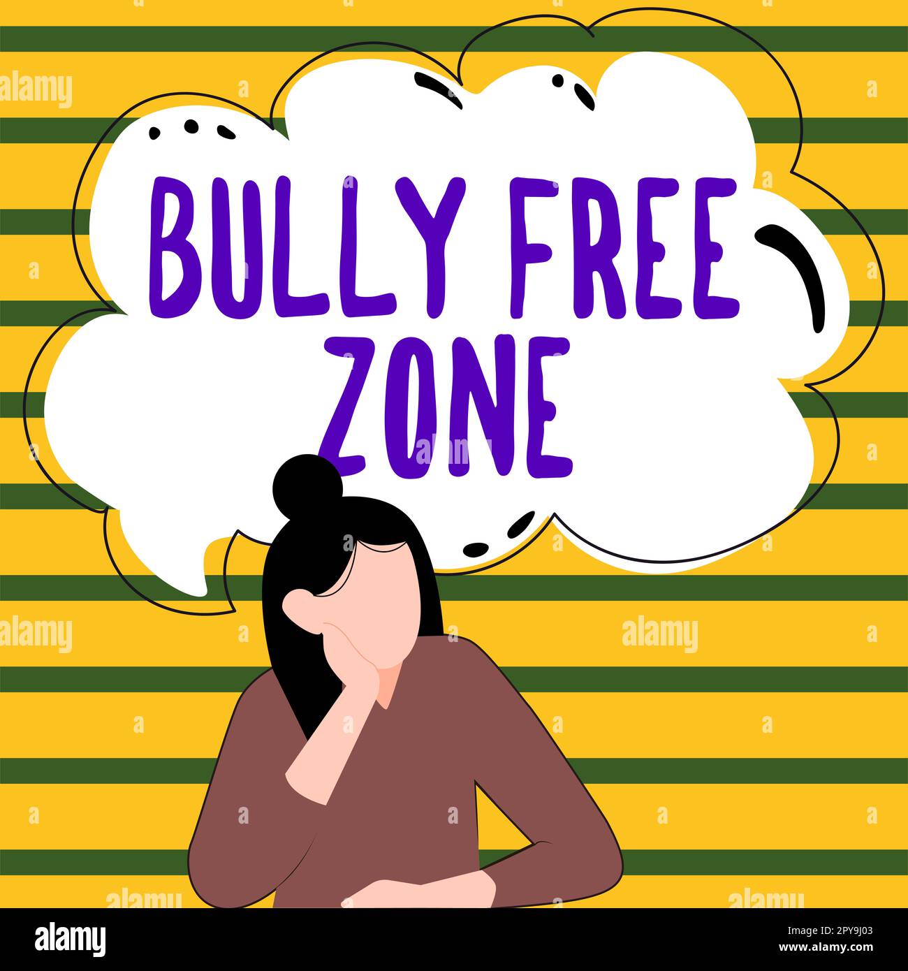 Hand writing sign Bully Free Zone. Conceptual photo Be respectful to ...
