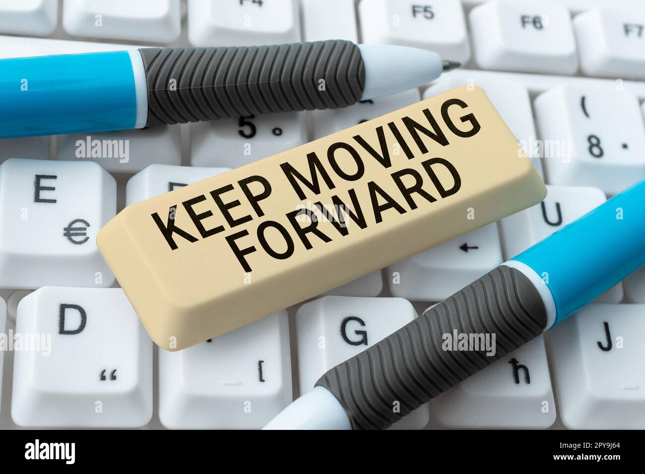 Text caption presenting Keep Moving Forward. Word Written on invitation ...