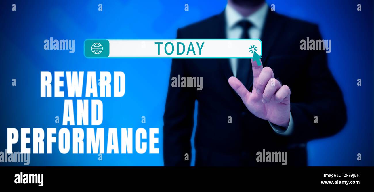 Text sign showing Reward And Performance. Word for Given in recognition ...