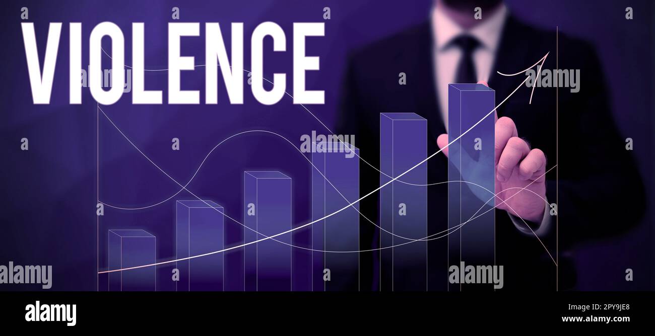 Text caption presenting Violence. Word Written on the use of physical ...