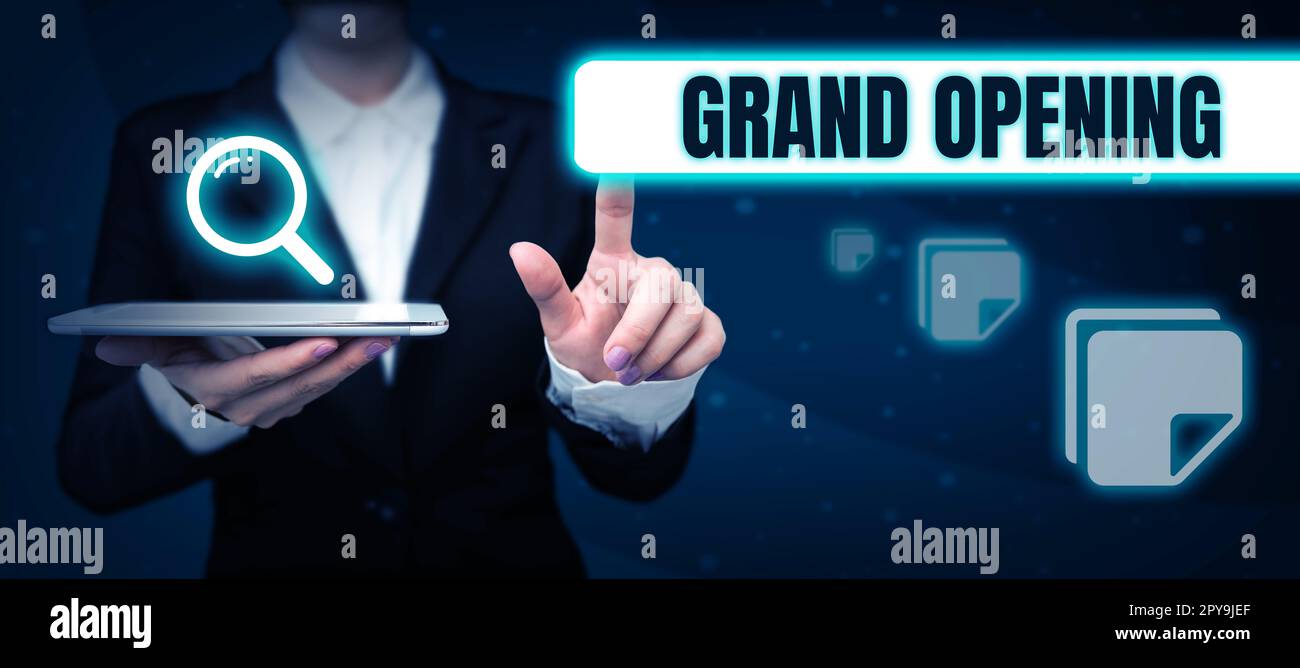 Text sign showing Grand Opening. Word for Ribbon Cutting New Business ...